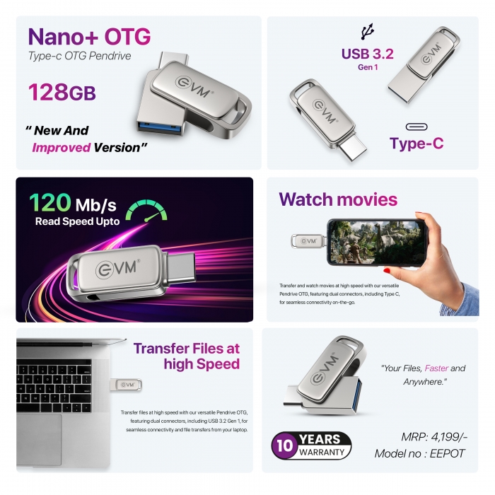 Buy EVM 128GB OTG Pen Drive EVM-EEPOT/128G USB Flash Drive at Best ...